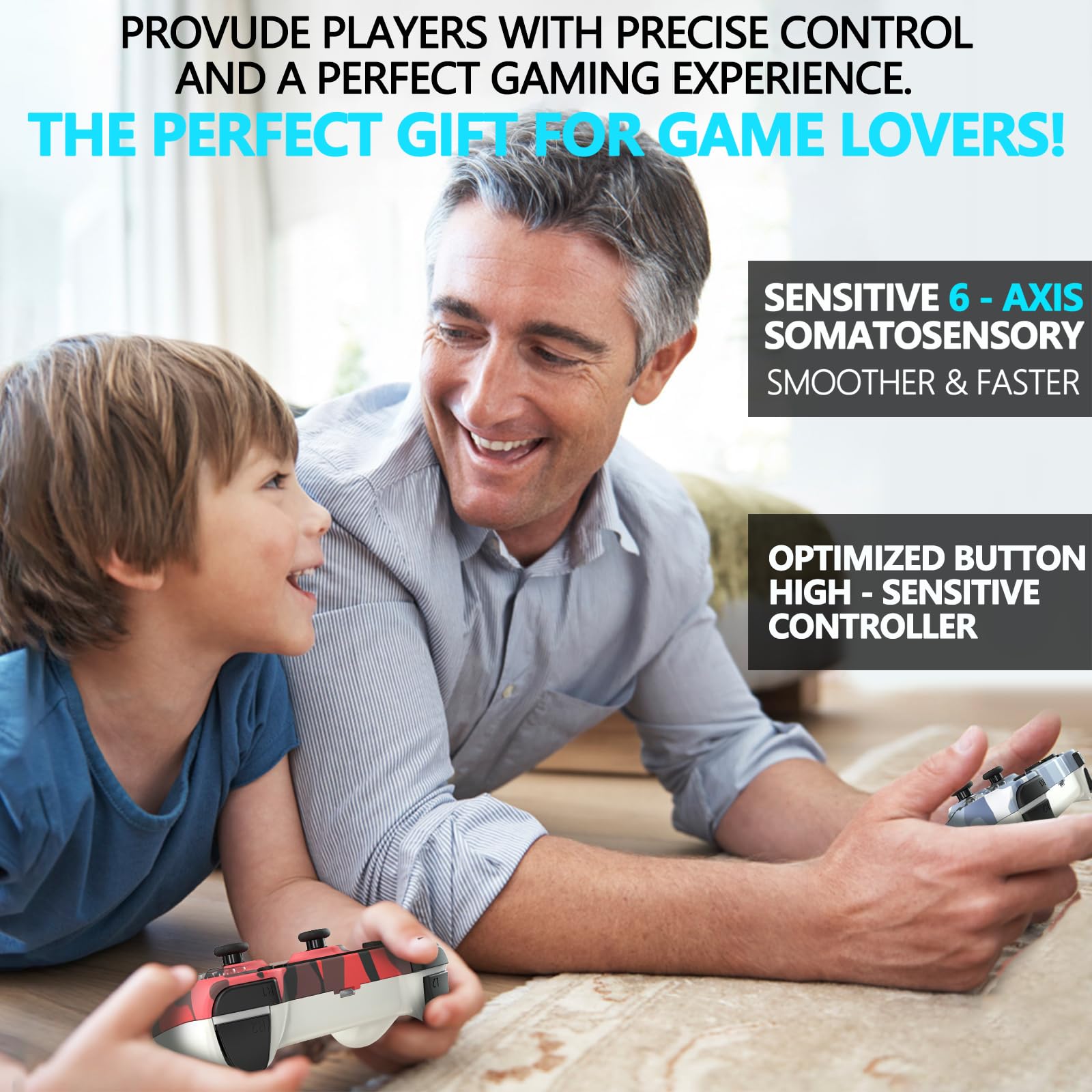 Dliaonew Wireless Controller for PS4, 2 Pack Remote Control Compatible with Playstation 4/Slim/Pro with Dual Vibration/Audio/Six-axis Motion Sensor/Game Joystick - Camo Blue + Camo Grey