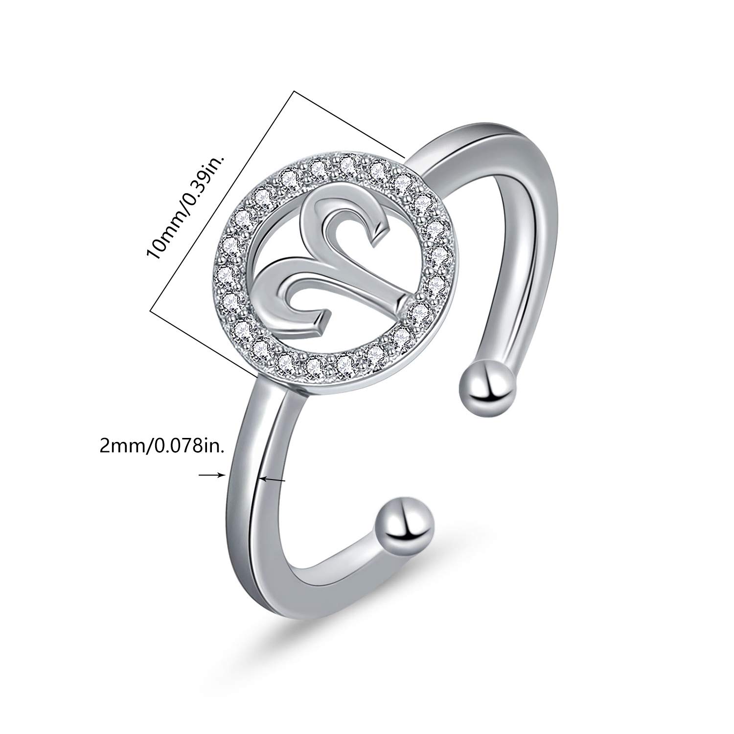 Dreamboat Aries Ring for Women 925 Sterling Silver Cubic Zirconia Aries Constellation Ring Zodiac Signs Jewelry Gifts