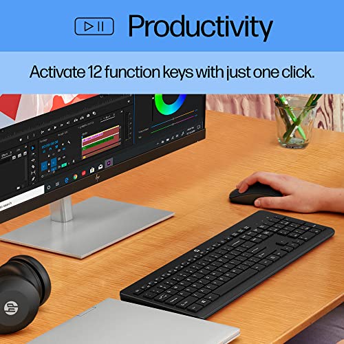 HP 230 Wireless Keyboard - Wireless Connection - Low-Profile, Quiet Design - Windows & Mac OS - Laptop, PC Compatible - Shortcut Keys & Number Pad - Long Battery Life (3L1E7AA#ABA),Black