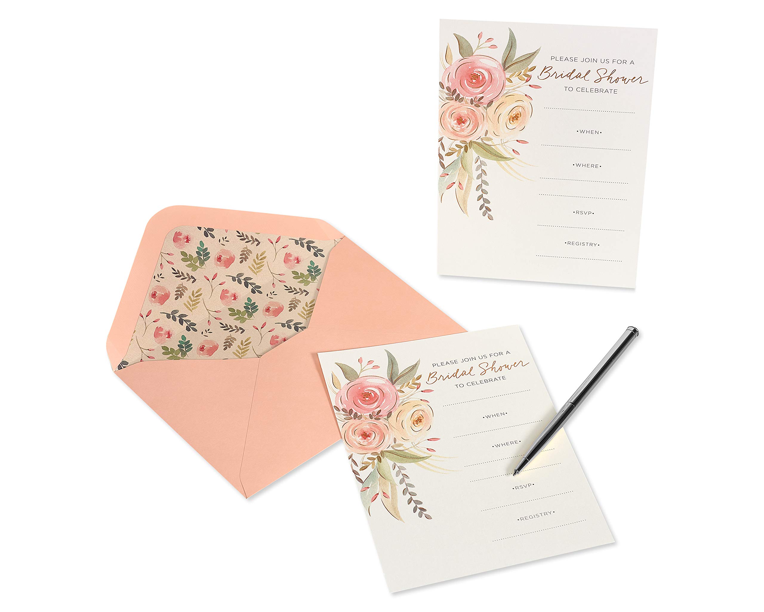 Papyrus Bridal Shower Invitations, Floral (20-Count)
