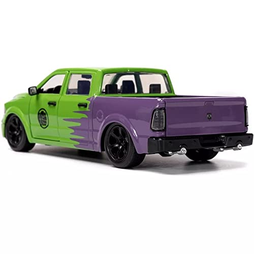 Marvel 1:24 Dodge Ram 1500 Die-Cast Car & 2.75" Incredible Hulk Figure, Toys for Kids and Adults