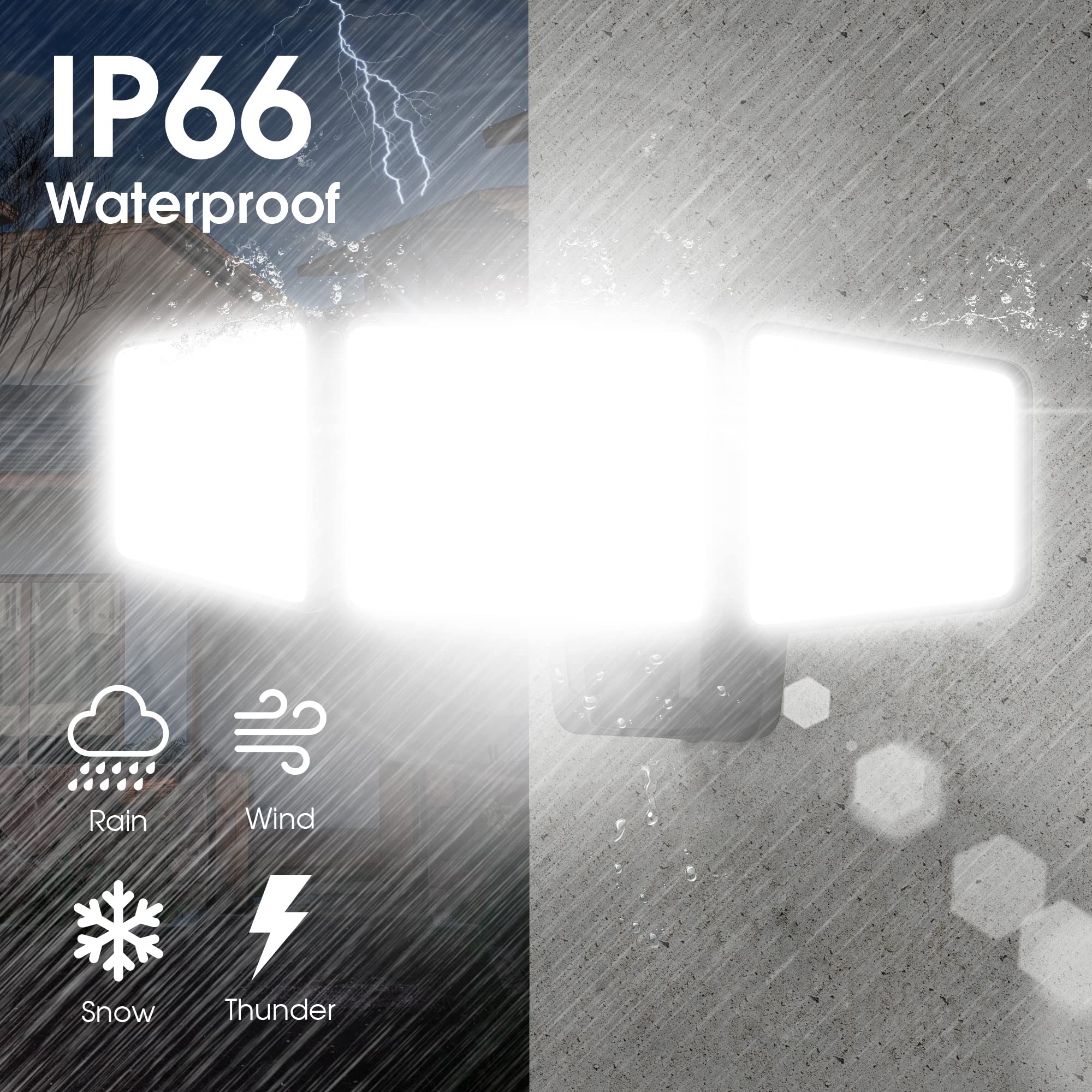 kelinvmi LED Flood Lights Outdoor 120W, 12000lm LED Security Light, High Brightness 4500K Warm White Light with IP66 Waterproof Exterior Floodlights for Yard, Garden,Playground