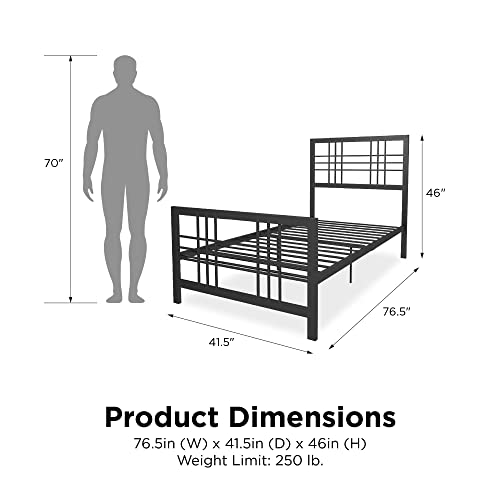 DHP Arcadia Metal, Twin Size Frame, Adjustable Storage, Black Bed