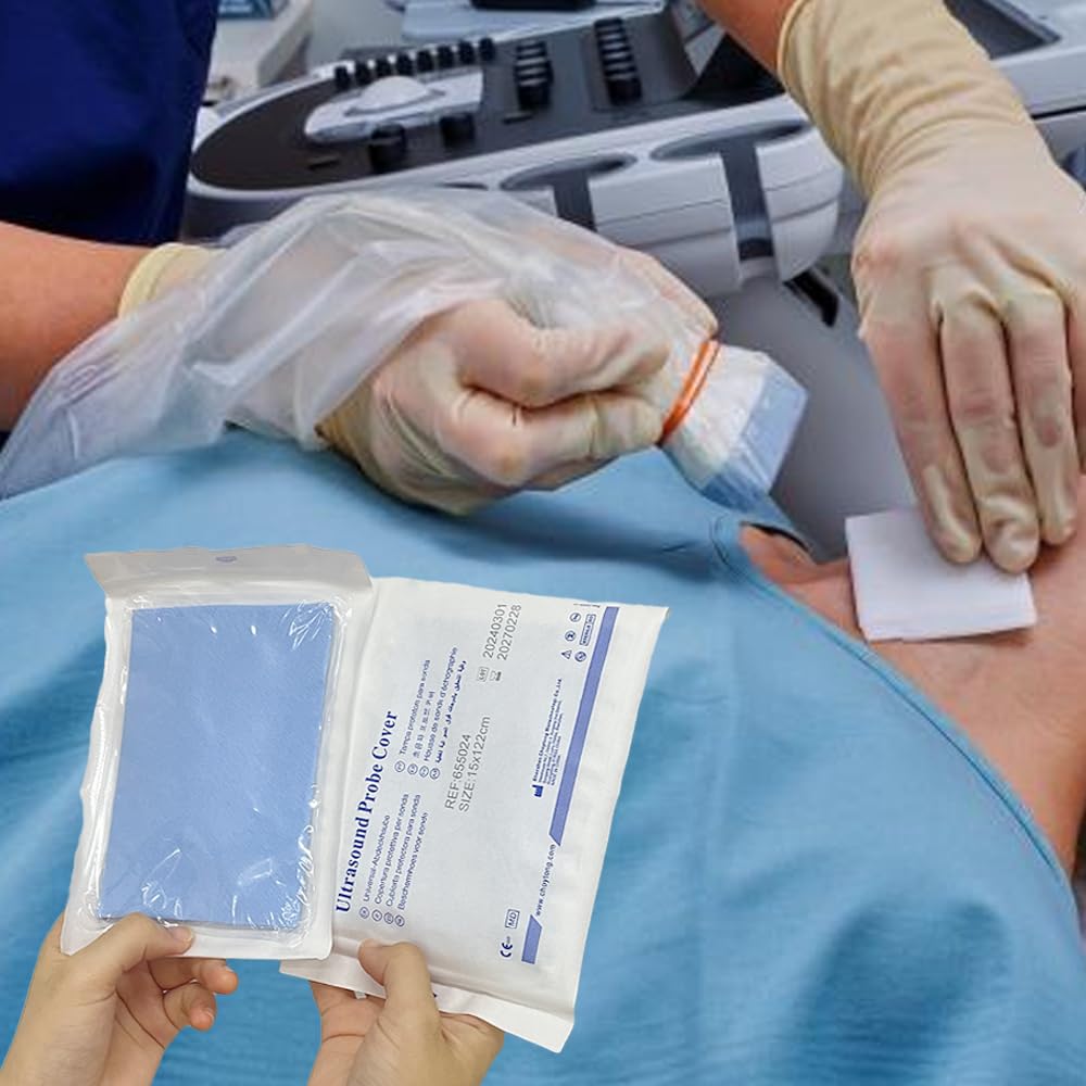 Ultrasound Probe Cover - Transducer Cover Latex-Free Sterile Disposable Clear, 6" x 12", Individual Packaging (50 pcs)