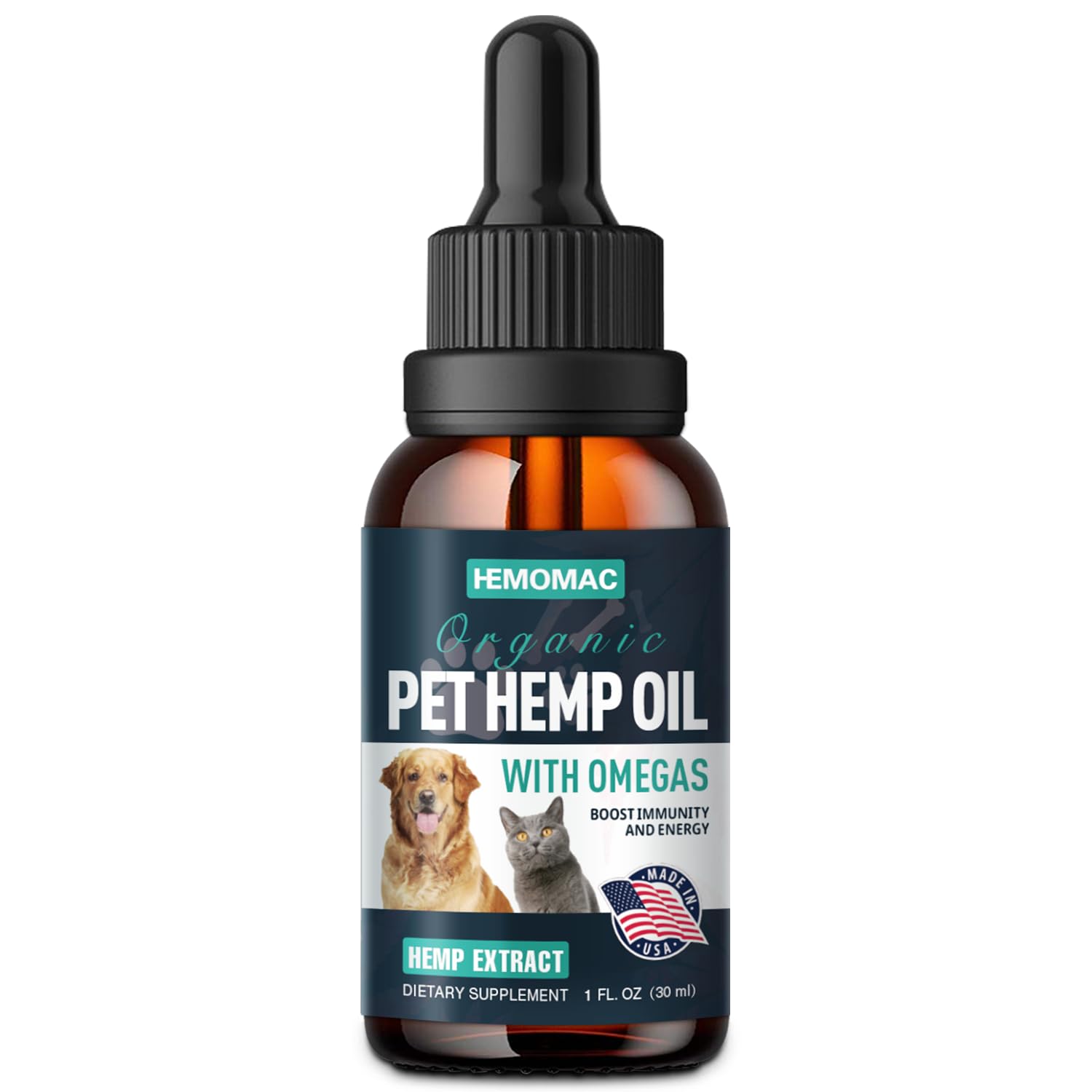 HEMOMAC Hemp Natural 0322 Oil for Dogs and Cats Anxiety Relief - Hip and Joint Support-DKSAH
