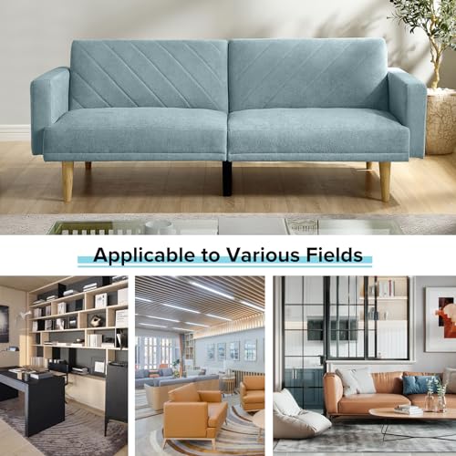 Modern Multi-Functional Convertible Futon Sofa Bed with Tapered Wood Legs Ideal for Small Living Room,Multi-Color Options Split Adjustable Backrest Loveseat Couch Easily Converts to Sleeper Sofabed