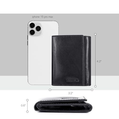 ESTALON Leather Trifold Wallet For Men with RFID Blocking - Men's Trifold Wallet with 6 Credit Card Slots 1 ID Window - Gifts For Men, Him