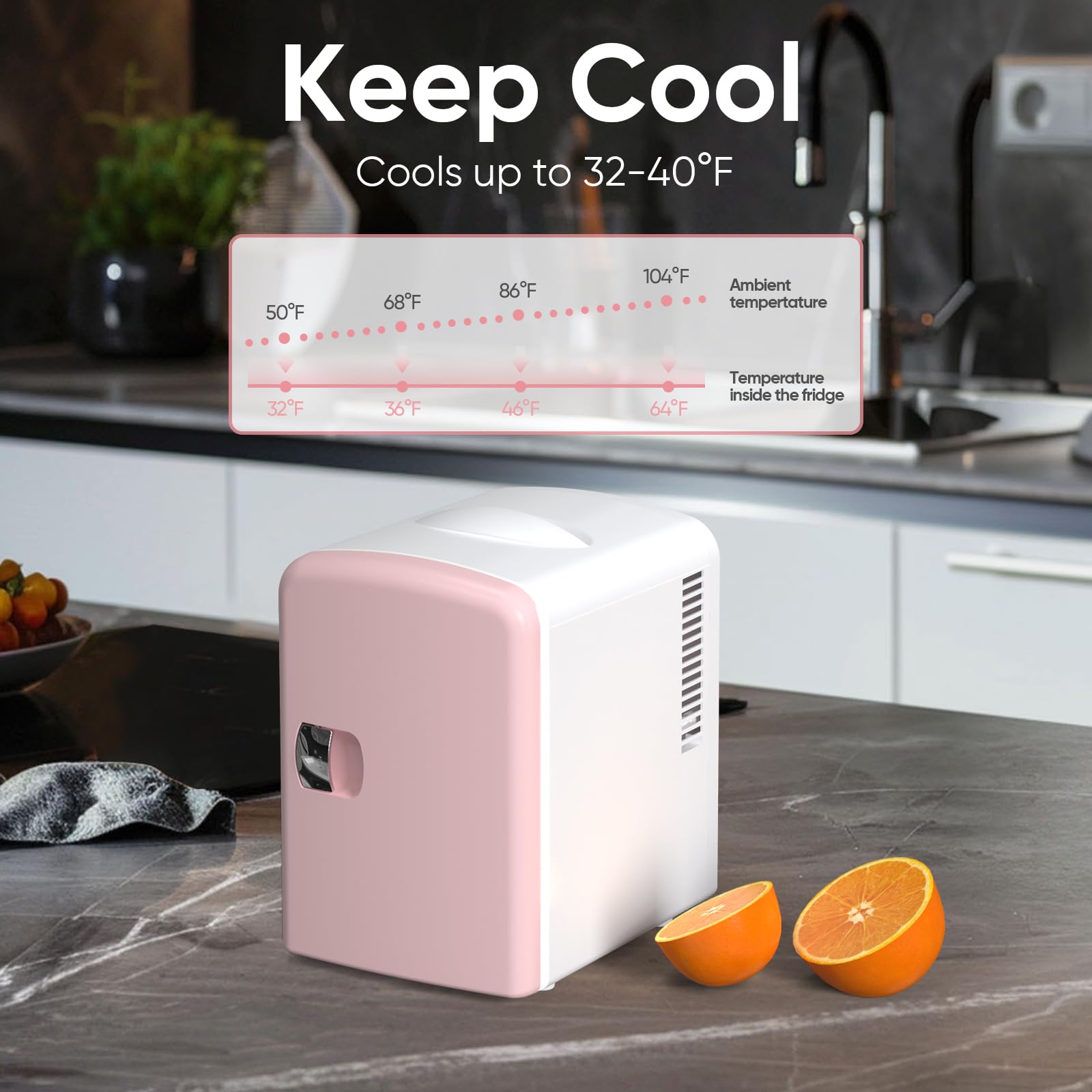 Mini Fridge, 4 L/6 Can Portable Personal Cooler Refrigerator for Skin Care, Cosmetics, Beverage, Food,Tiny Fridge for Bedroom, Office, Car, Dorm (Black)