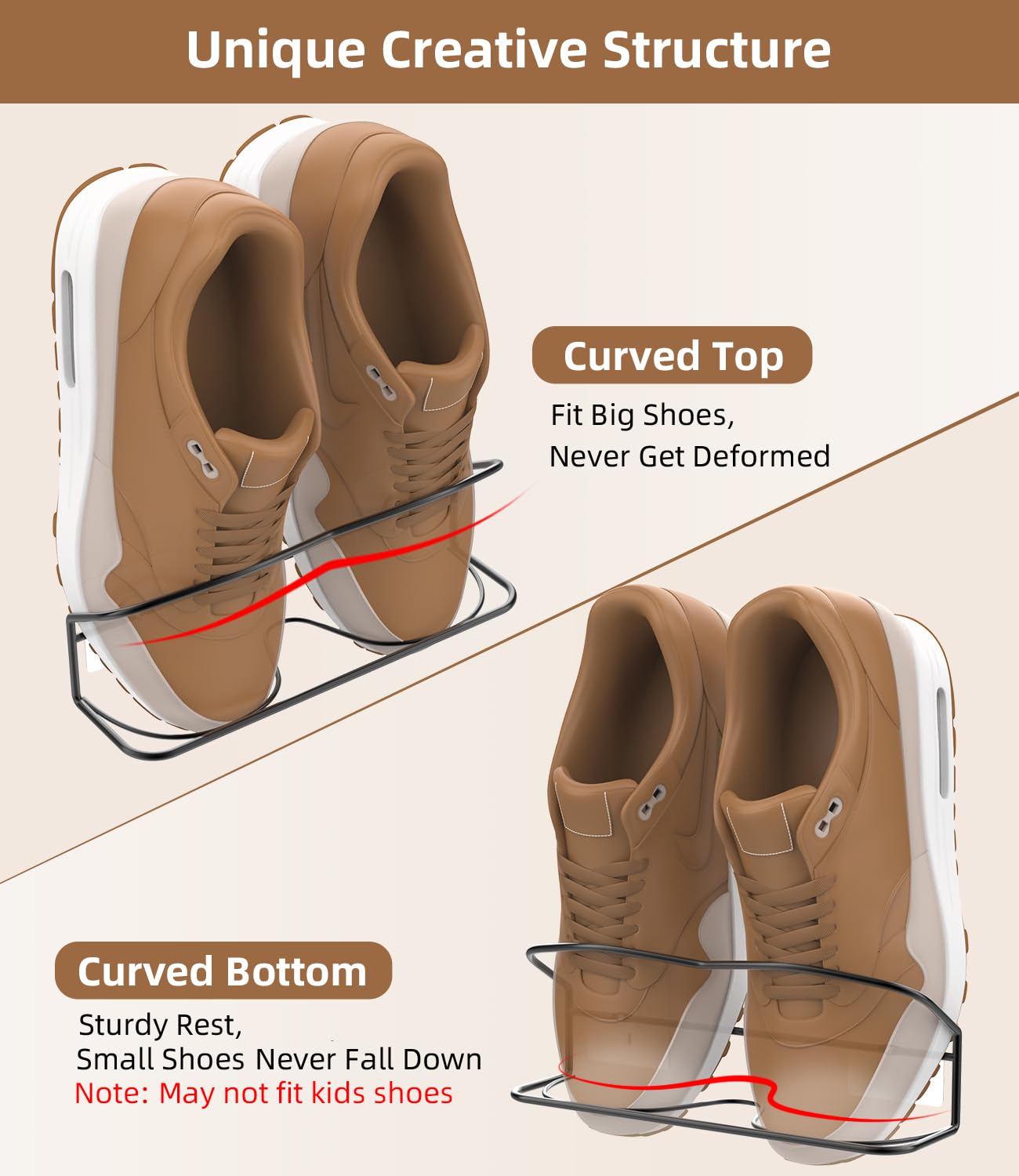 PrimZooty Wall Mounted Shoe Rack 10Pack, with Sticky Hanging Strips, Metal Wall Shoe Storage, Hanging Shoe Organizer for Wall/RV/Door