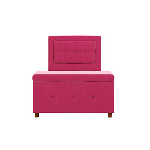 DHP Davina Upholstered Bed with Storage Chest for Kids, Twin Size, Pink Velvet