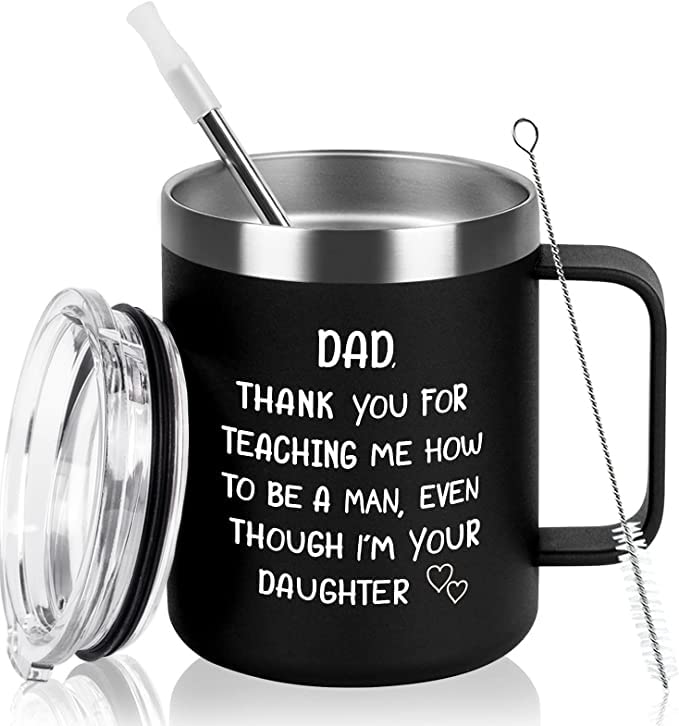 GINGPROUS Papa Bear Insulated Travel Mug, Father's Day Gifts for Papa Grandpa Dad Father New Dad to Be from Daughter Son, Birthday Christmas Present,12 Oz Stainless Steel Insulated Coffee Mug, Black
