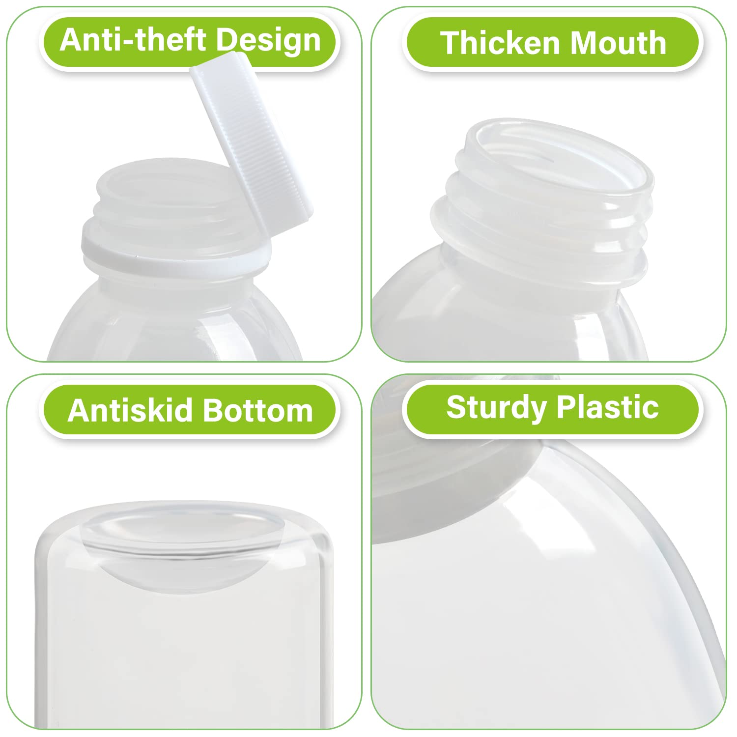 EONJOE Dishwasher Safe 16oz Plastic Bottles with Caps Reusable BPA Free PP5 Juice Milk Water Smoothie Bottle Heat-Resistant Refillable