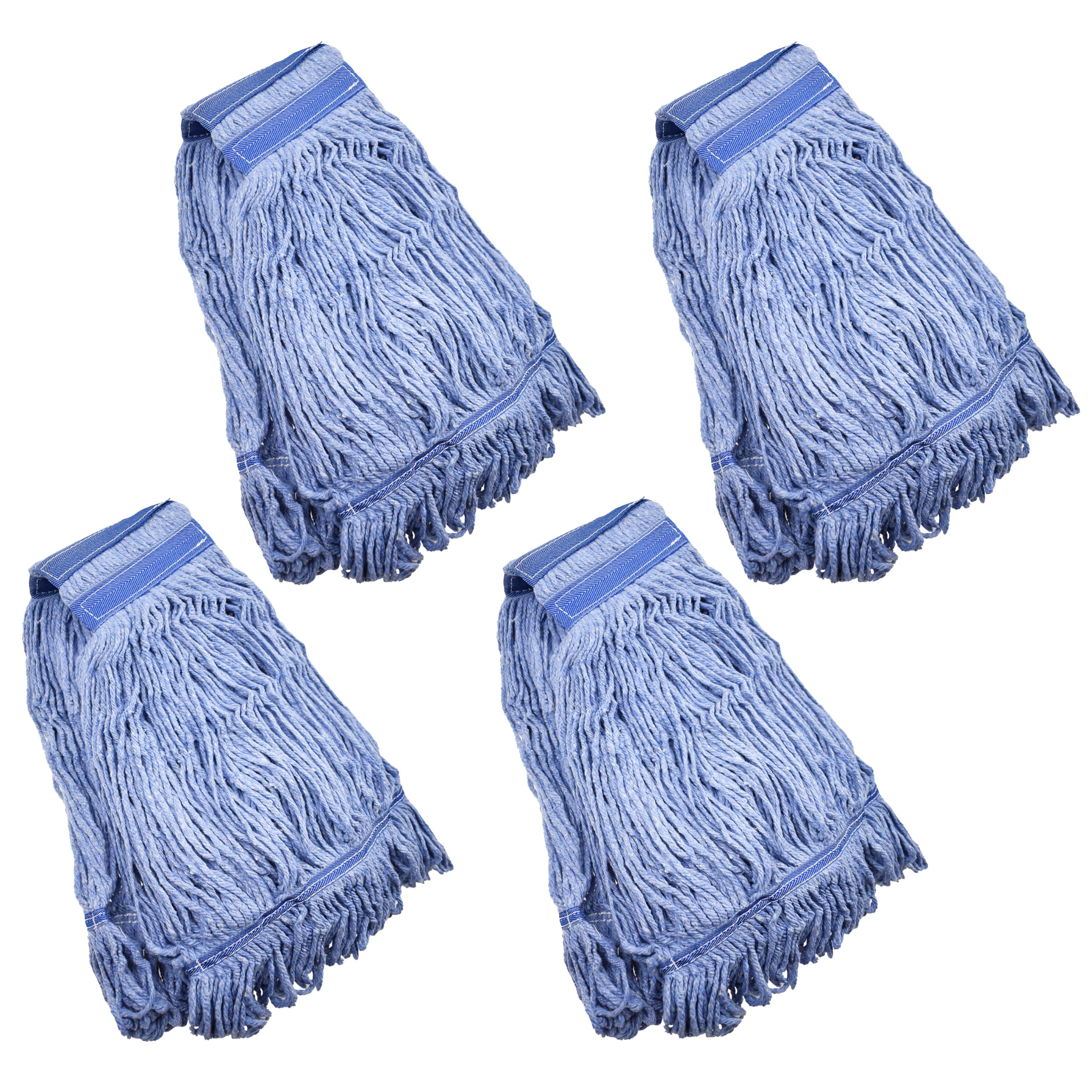 Mop Head Replacement Commercial Heavy Duty String Blue Wet Mop Heads for 3 Typs Commercial Mop Handle(4 pcs,Medium,Weight 16oz)