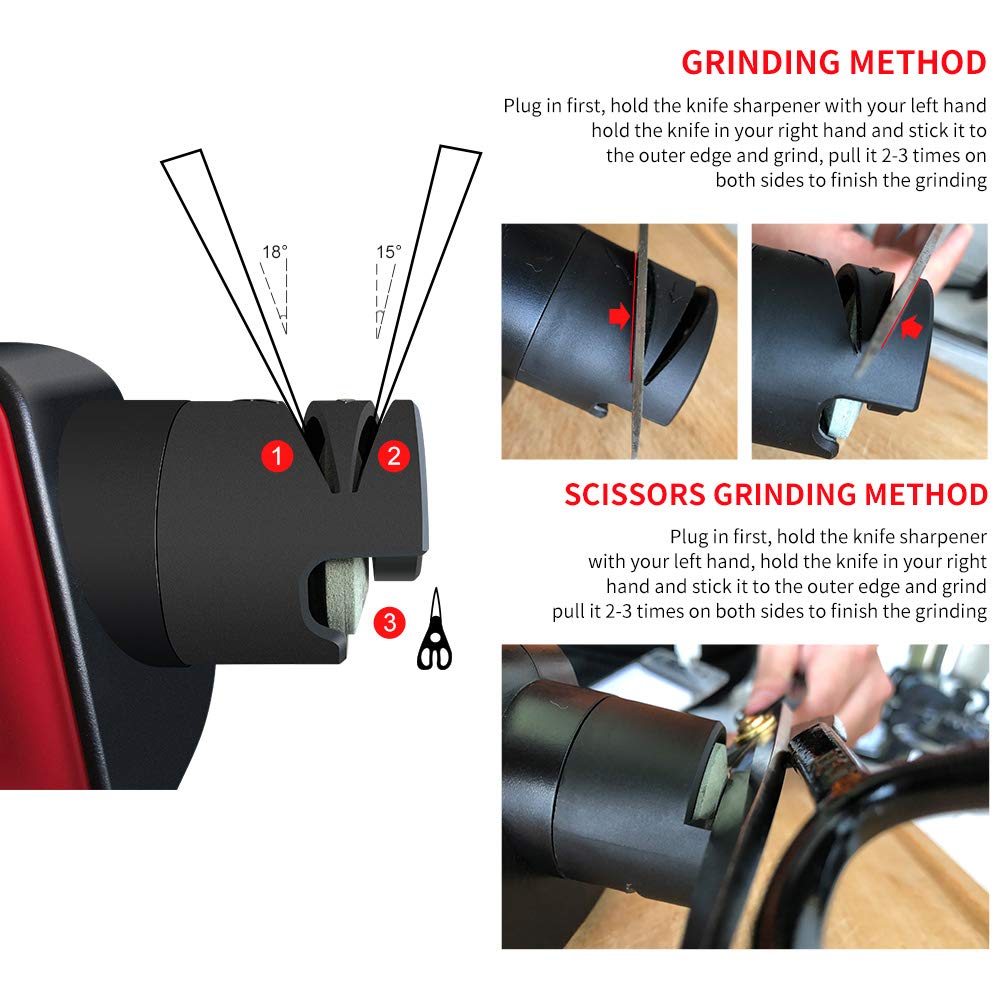 Electric Knife Sharpener,With Japanese Grinding Wheel,Hyper Motor,5 Seconds Easy Grinding,For Knife,Scissor,Screw Driver,Triple-Purposes Sharpener