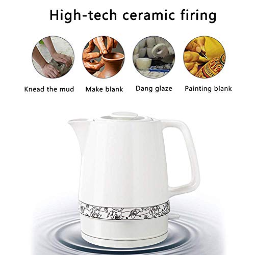 SieHam Kettles,Ceramic Cordless Kettle Teapot-Retro Red 1.7L Jug, 1850W Water Fast for Tea, Coffee, Soup, Oatmeal-Removable Base, Boil Dry Protection/D