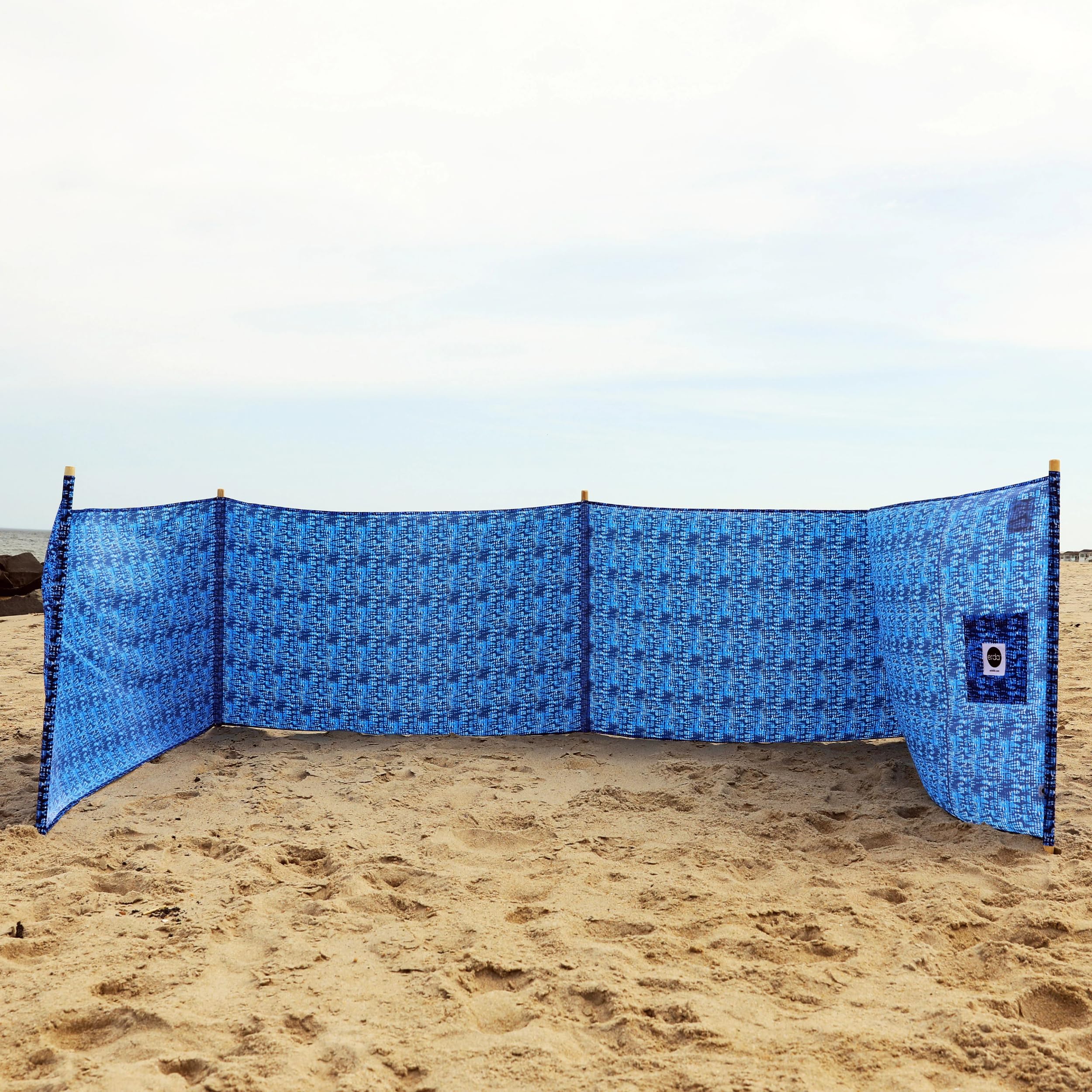 erda Tide Dye Pro Beach Recycled Polyester Rip-Stop 20 ft Lightweight Windscreen, Privacy Screen, Wind Blocker, Free Matching Shoulder Bag (New Mahogany Wood Poles)