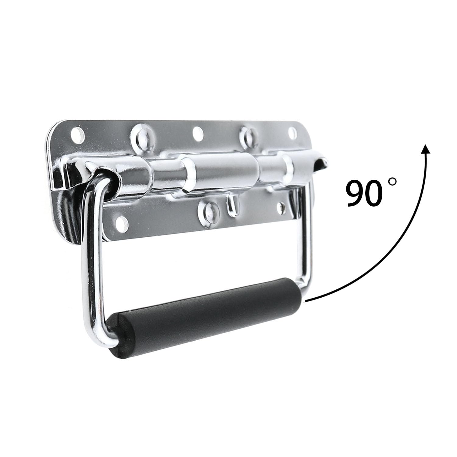 MEETOOT 2PCS 5.51x3.14 inch 304 Stainless Steel Spring Loaded Box Handle with Rubber Grip Suitable for Garage Ship Household Speaker