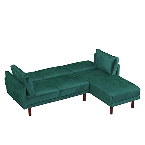 DHP Gracy Coil Sectional Futon in Green Velvet