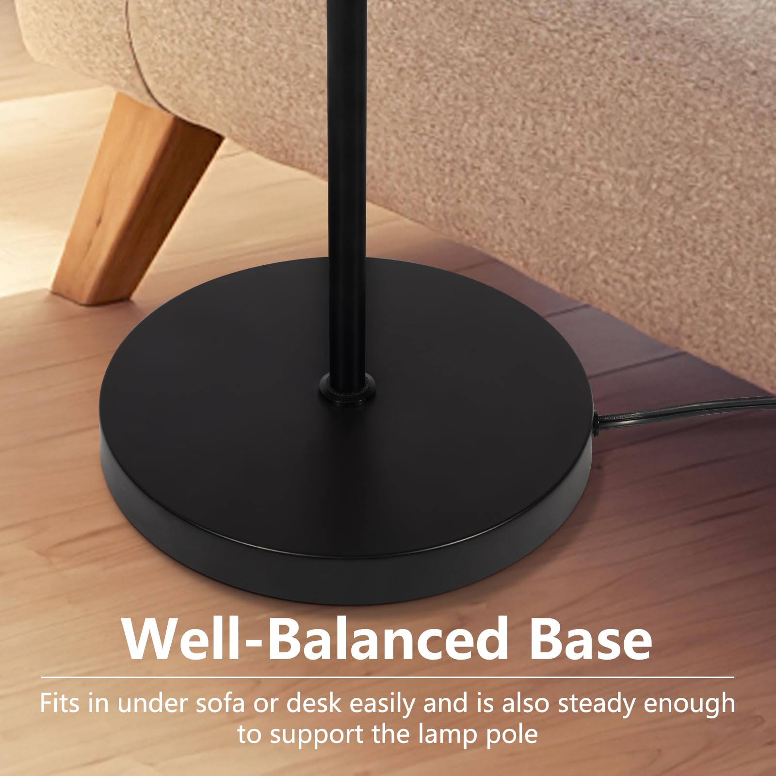Floor Lamps for Living Room, Modern Standing Lamp, Minimalist Pole Lamp, Stepless Dimmable 9W Bulb Included, Tall Lamp with Linen Shade, Lamps for Bedroom, Office, Kids Room, Reading Light