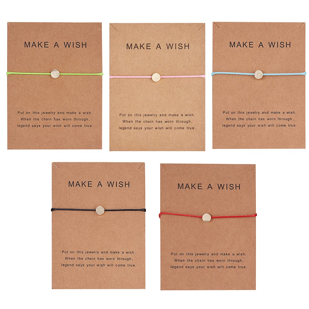 EMESLY 5pcs Adjustable Friendship Bracelets for Friends, Circle Shaped Friendship Charm Bracelet with Message Card