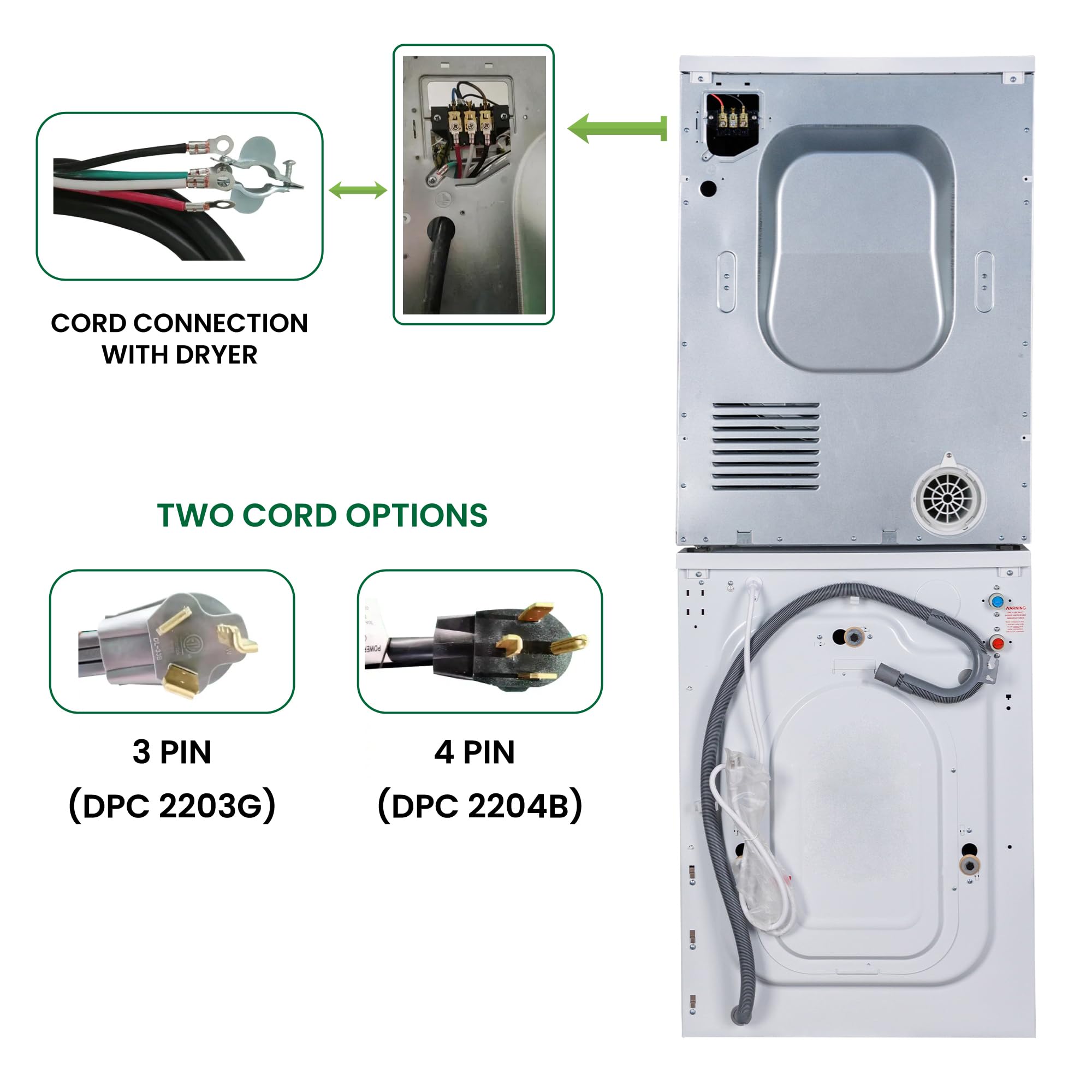 Equator Power Touch 18 lbs Compact 110V Washer +220V Vented Digital 4cf Dryer