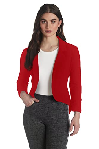 Womens Casual Work High Low Blazer Jacket JK45590X 1073T RED 1X