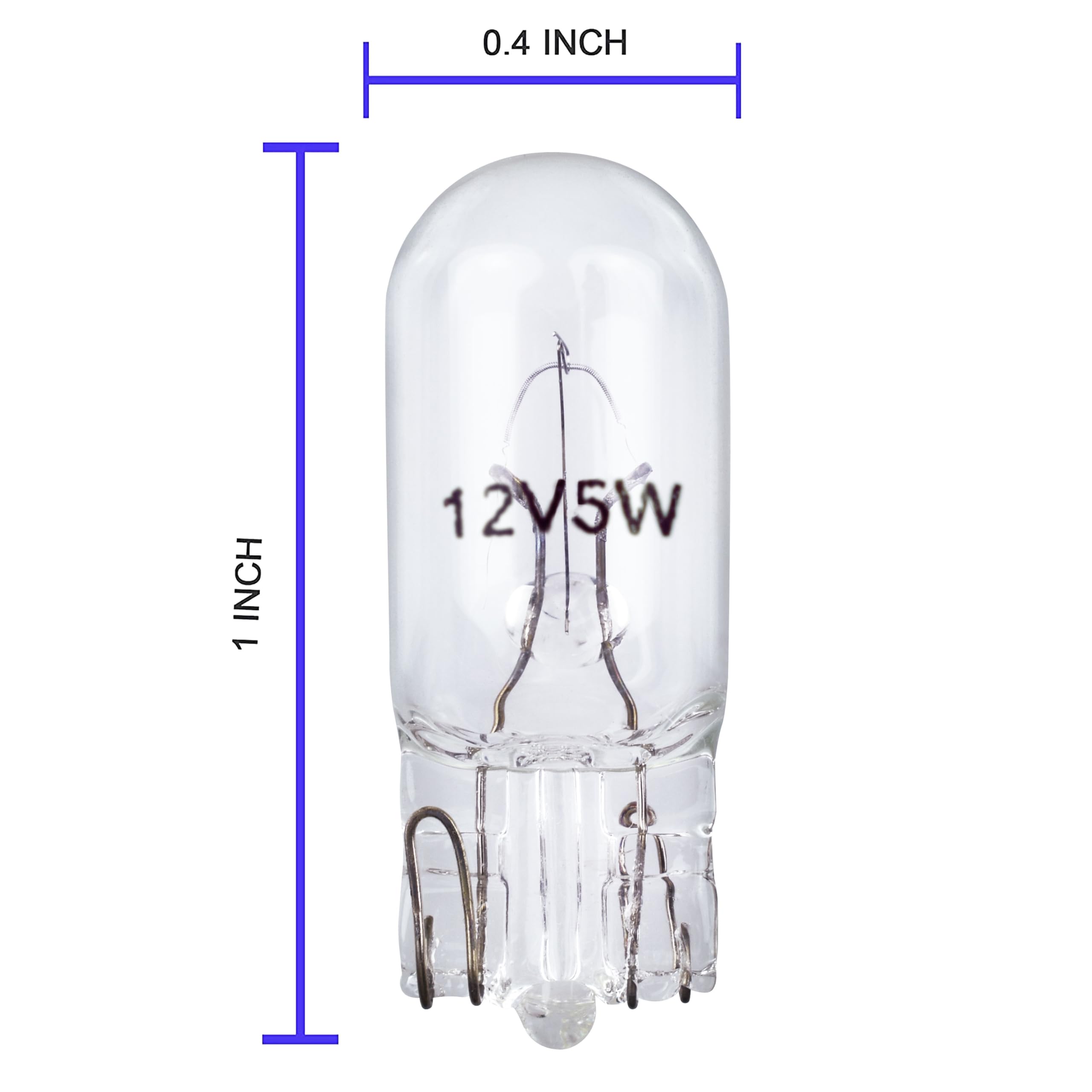 Diximus Landscape Light Bulbs 5W - Krypton 12V T3-1/4 Small Light Bulb Low Voltage Wedge Base Bulbs W5W for Landscape, RV and Cabinet Lighting T10 Clear Bulbs - 10 Pack