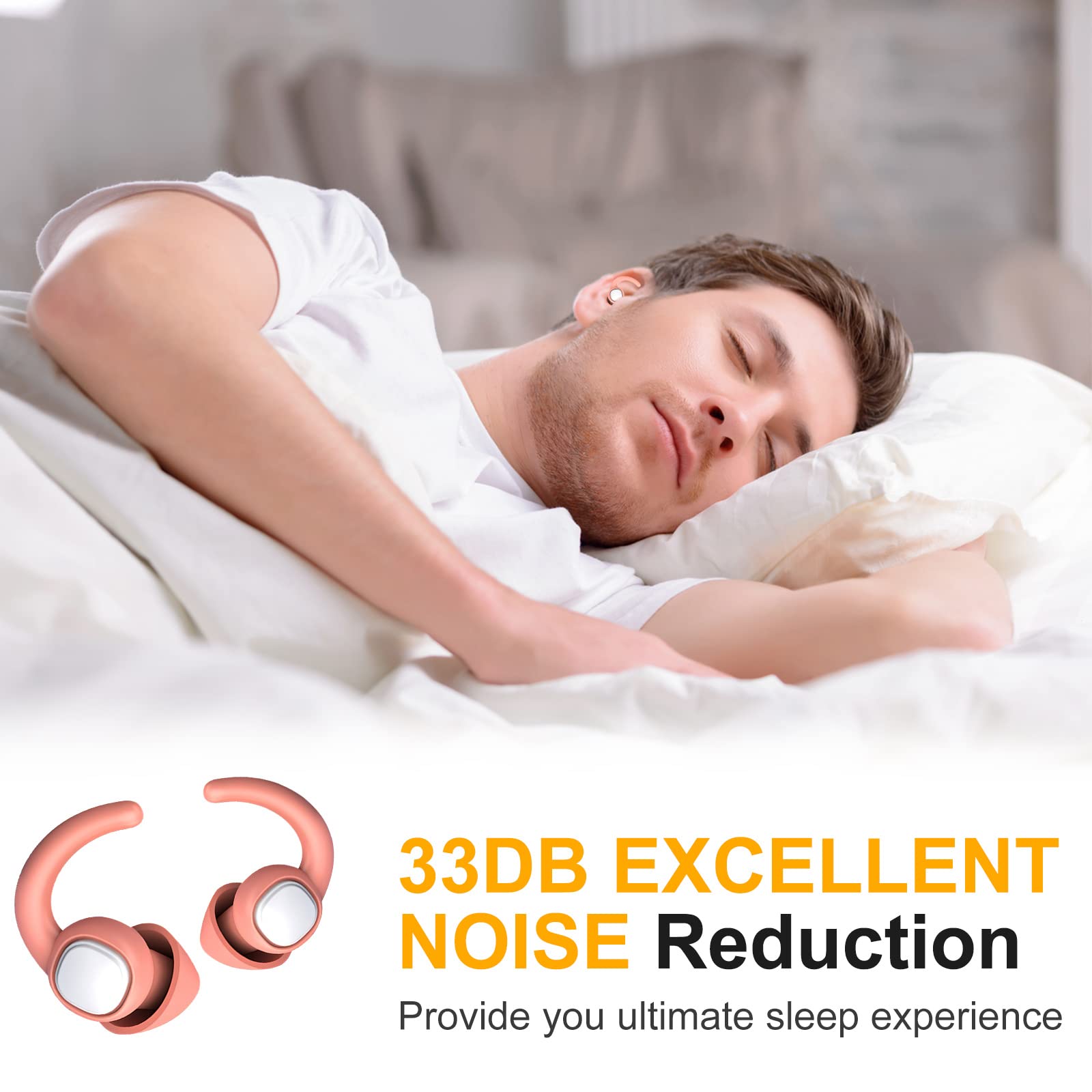Ear Plugs for Sleeping Noise Cancelling, 36dB NRR Soft Silicone Ear Plugs for Sleeping & Noise Reduction, Reusable Concert Ear Plugs for Sleep, Snoring, Work, Concerts, Studying, Travel (Pink)