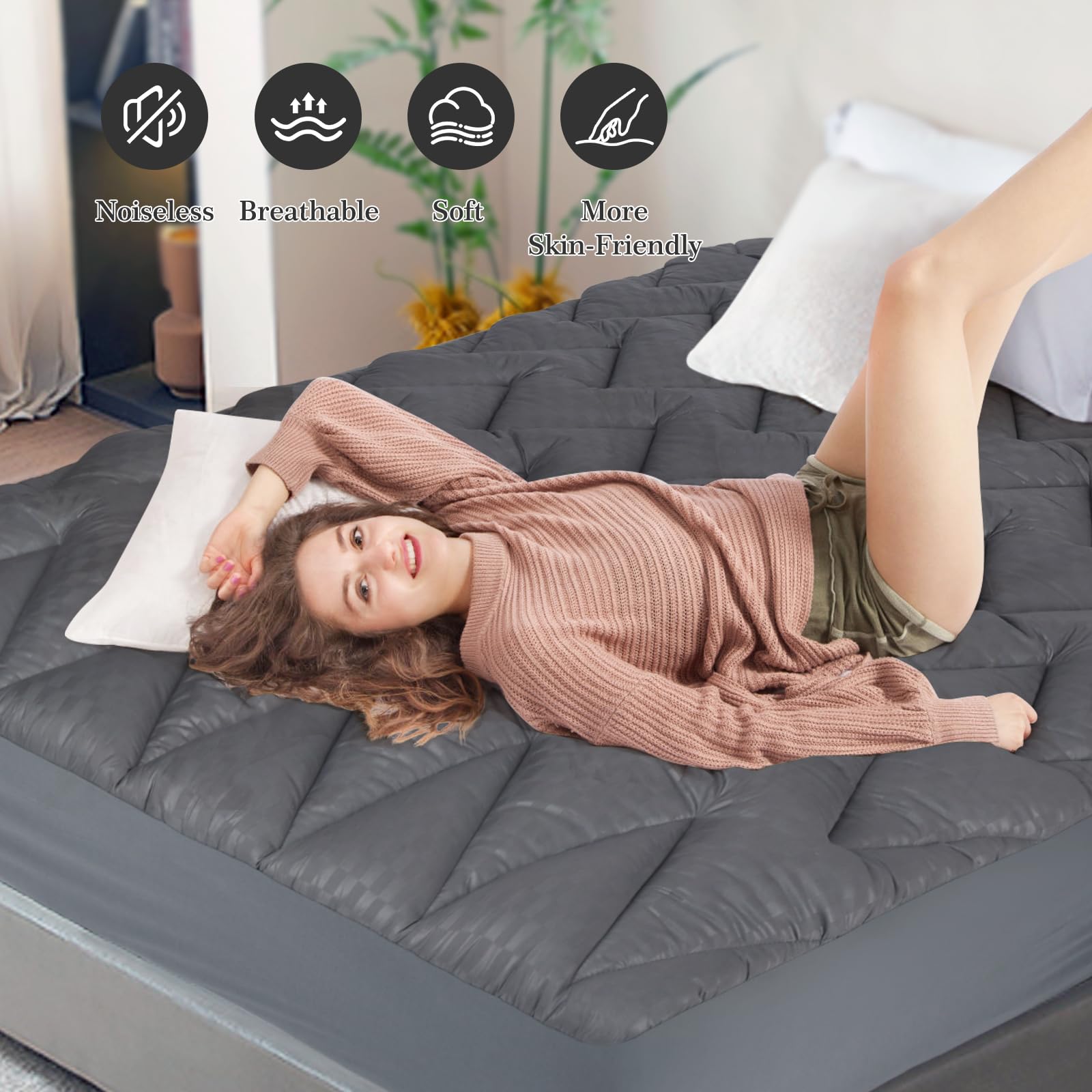 LantingMing, King Size Mattress Pad, Cooling Mattress Topper, Mattress Pad,King Mattress Protector, Mattress Topper King, 8-21β Deep Pocket (Gray, King78Γ80)