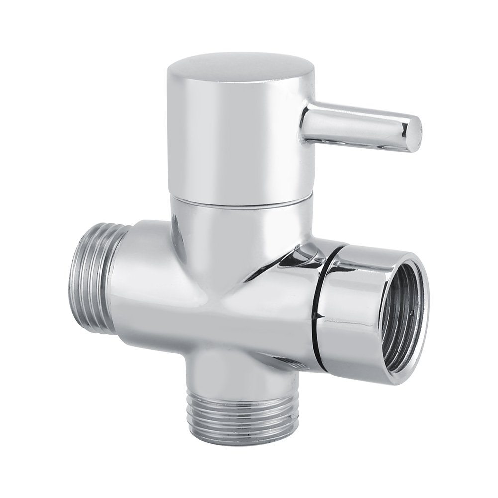 Shower Arm Diverter 3-Way T Shape Diverter Shut Off Valve Shower Toilet Bidet Sprayer Water Adapter Chrome Color Universal Sprayer Attachment Replacement Part