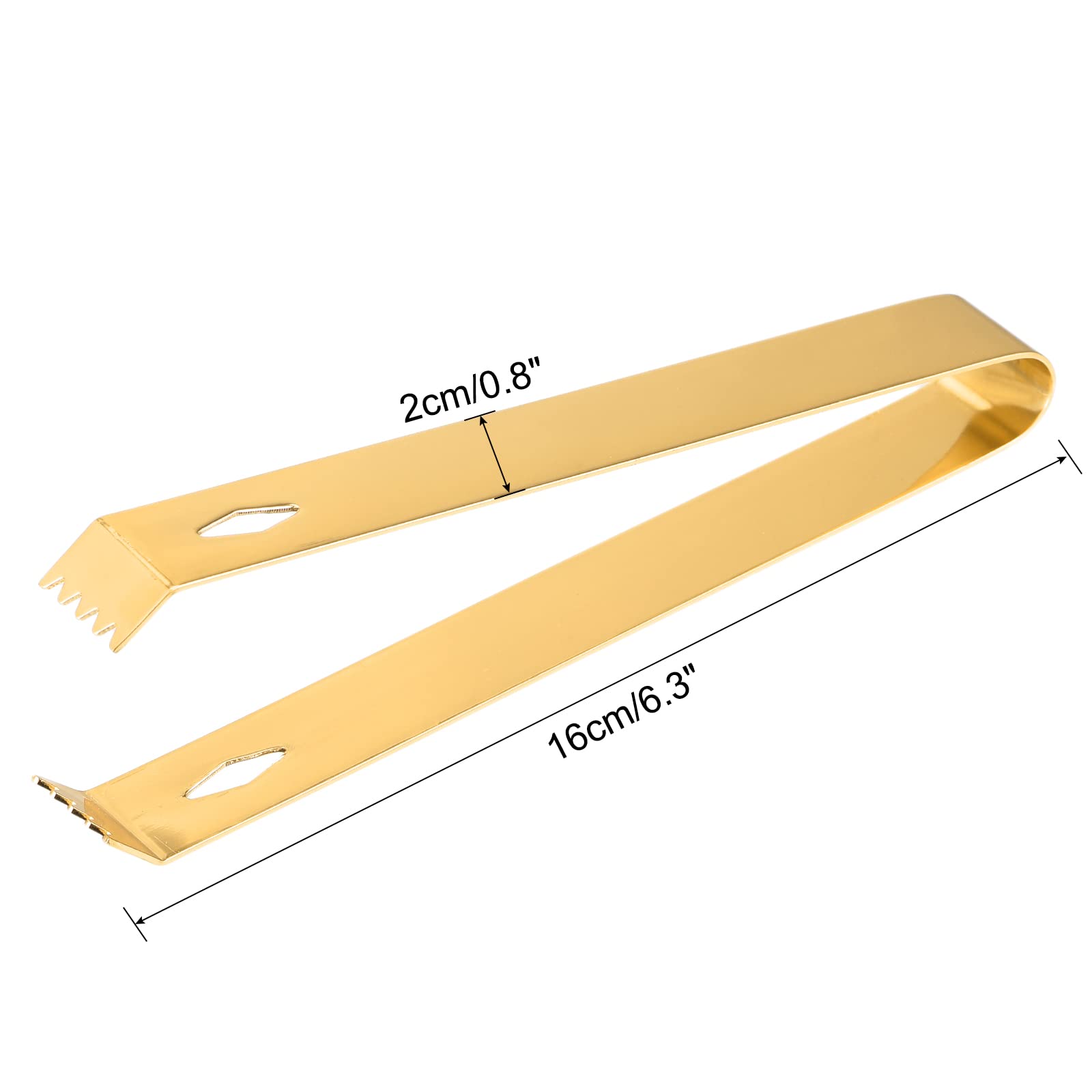 HARFINGTON Stainless Steel Ice Tong, 6.3" x 0.8" Mini Serving Tongs Sugar Tongs for Ice Bucket Cube Sugar Cube Bar Coffee Bar Kitchen, Gold