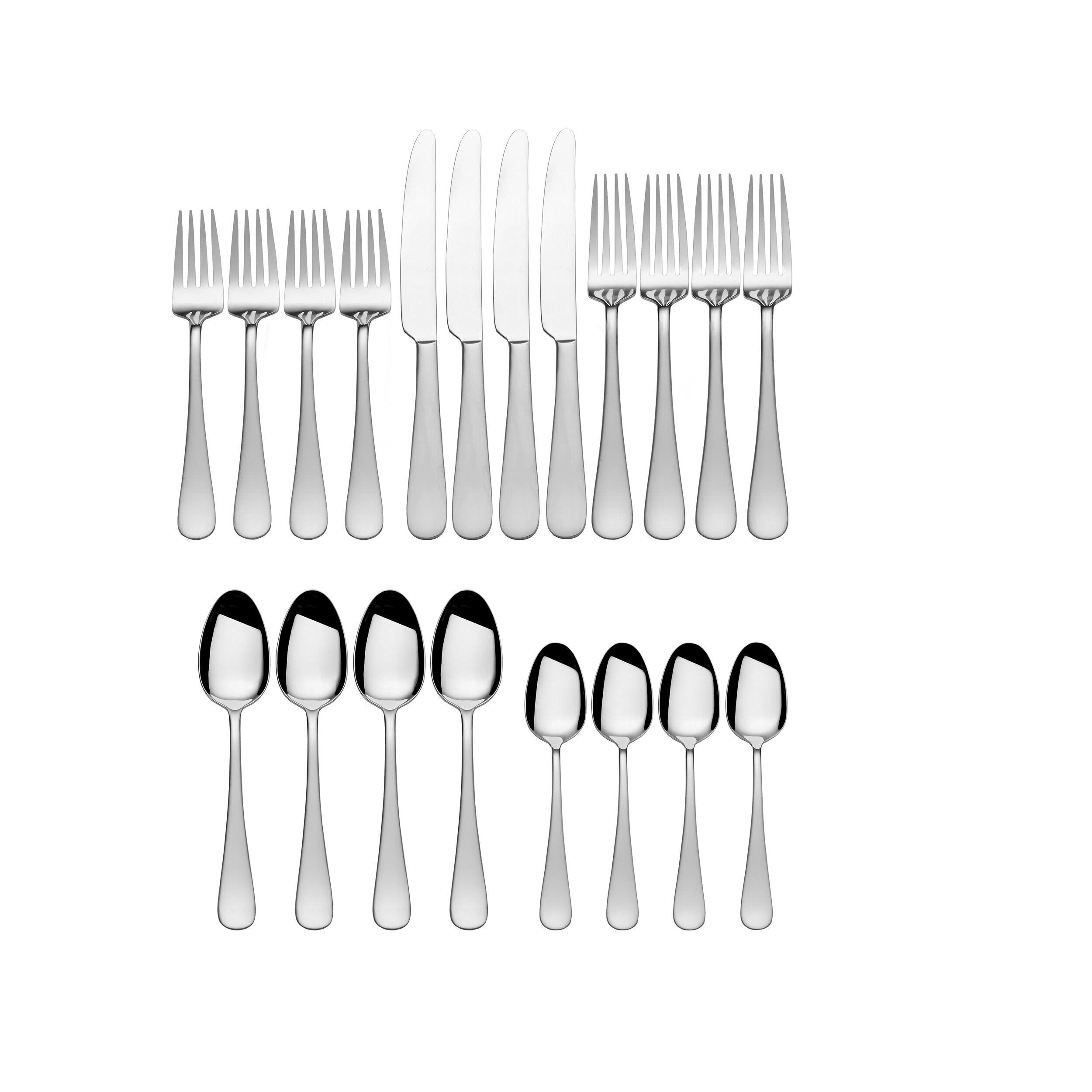 Gourmet Basics by Mikasa Satin Symmetry 20-Piece Stainless Steel Flaware Set, Service for 4