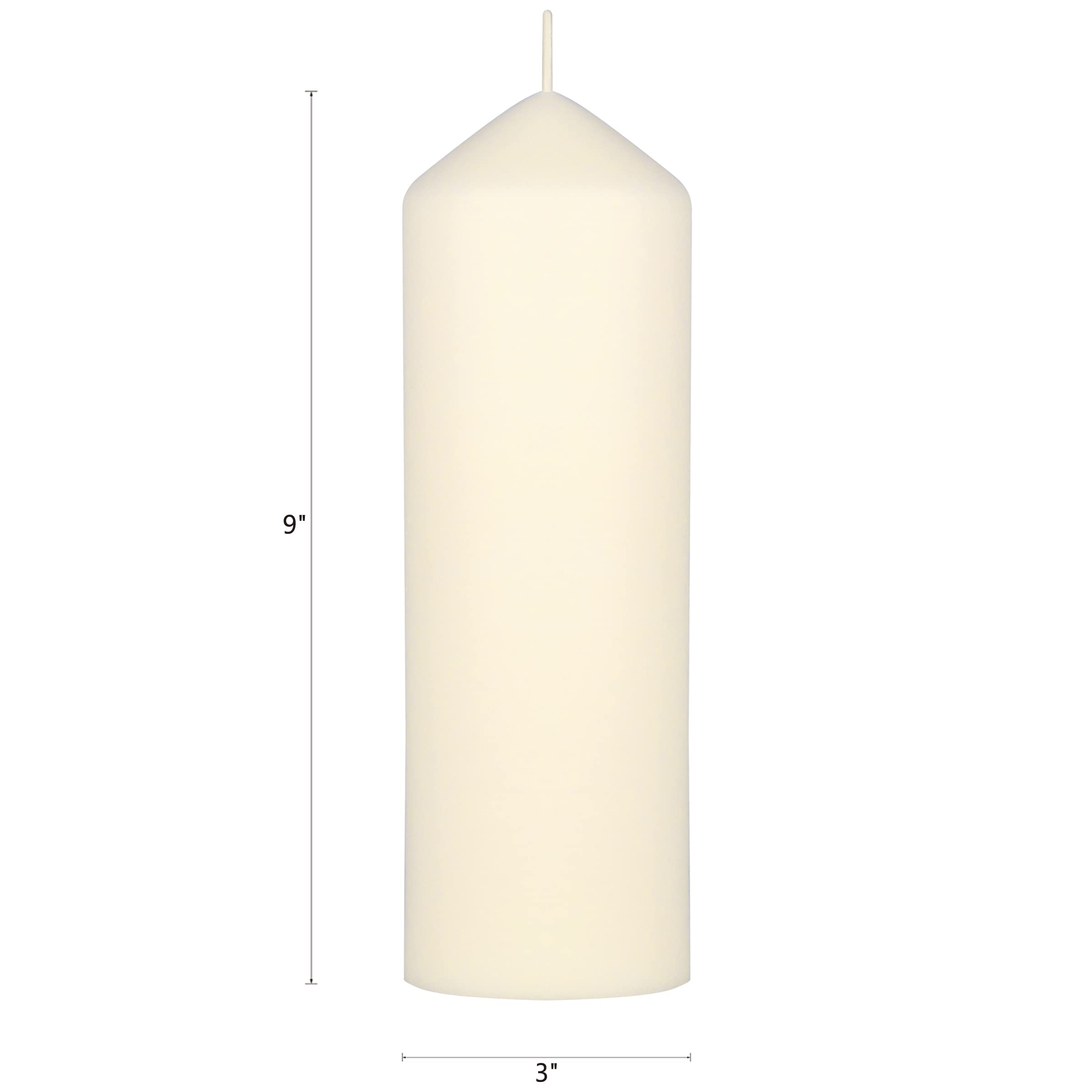 Mega Candles 1 pc Unscented Ivory Dome Top Round Pillar Candle, Economical One Time Use Event Wax Candles 3 Inch x 9 Inch, Wedding Receptions, Birthdays, Parties, Celebrations, Florists & Churches