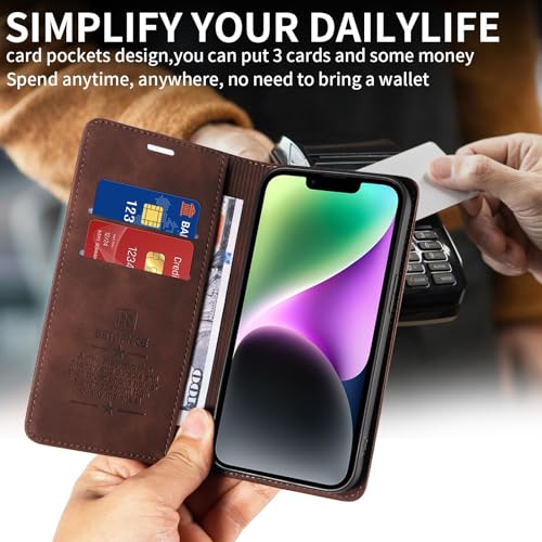 FERFXN Protective Phone Case Wallet Case Compatible with Oppo Realme C55 Case with Card Holder Flip Cover RFID Blocking Protective Leather Case Durable Shockproof Cover (Color : Brown)