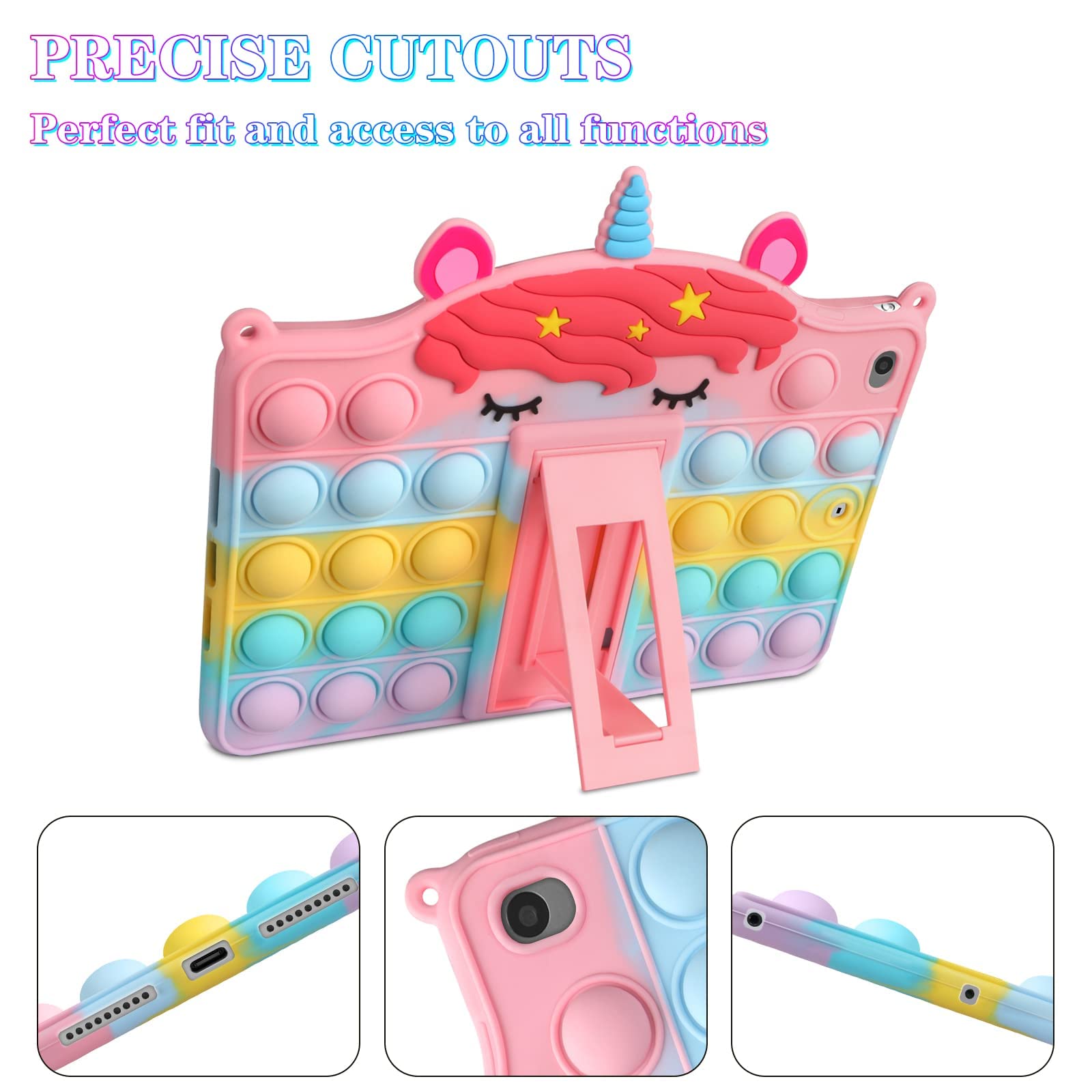 WESADN for iPad Mini 5 Case for iPad Mini 4 Case with Kickstand for Girls Women Silicone Fidget Bubble Case Cute Pop Protective Holder Tablet Cover for iPad Mini 5th 4th Generation 7.9 inch