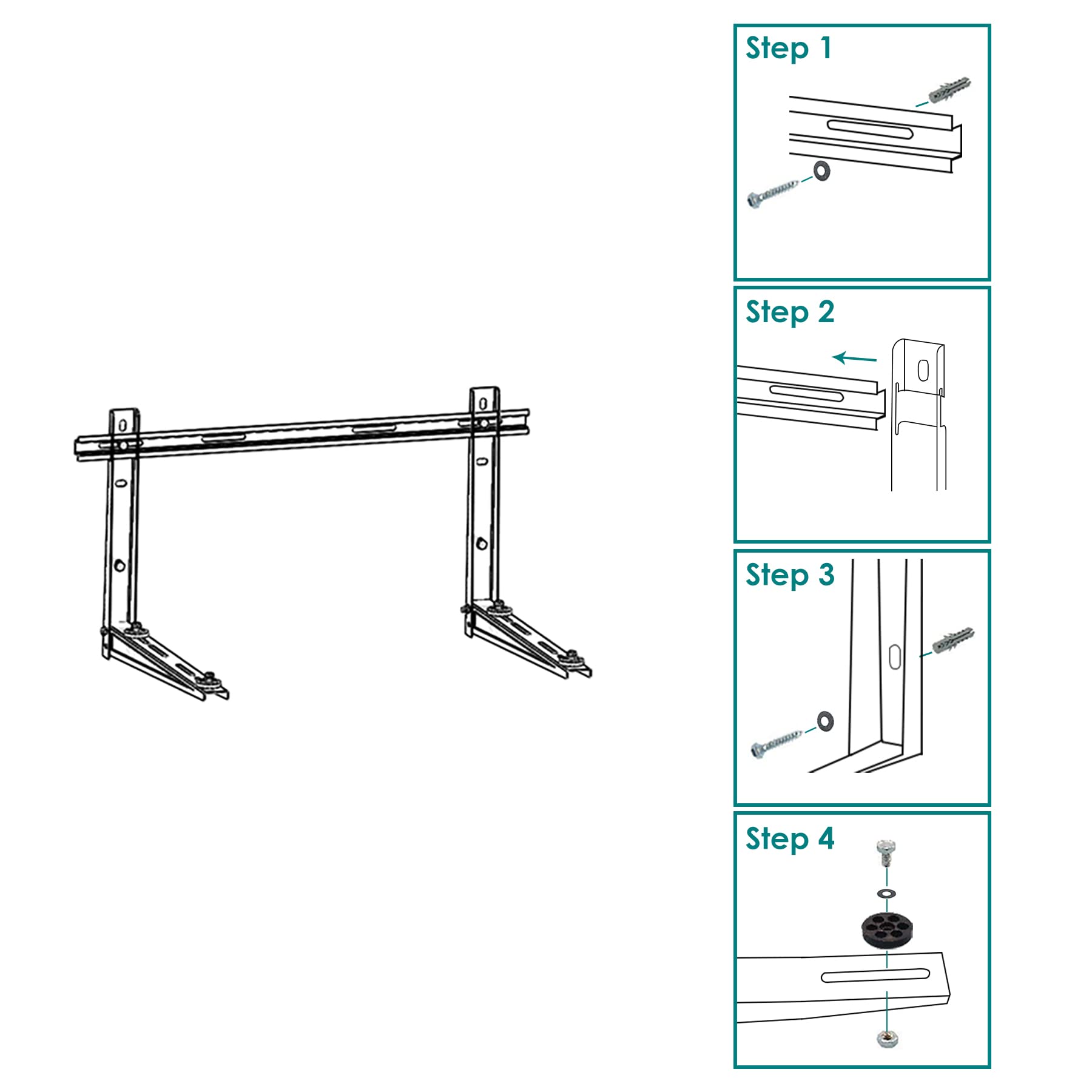 Daisypower Outdoor Wall Mounting Bracket for Ductless Mini Split Air Conditioner Heat Pump Systems, Support Up to 9000-36000 Btu Condenser