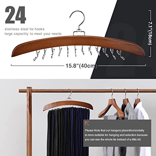 Ulimart Tie Rack Tie Hanger 24 Hooks Wooden Tie Organizer, Tank Top Hanger,Belt Organizer for Closet,with Upgraded 360°Rotating, Belts Scarves Accessories for Bras,Tank Tops,Camisoles…