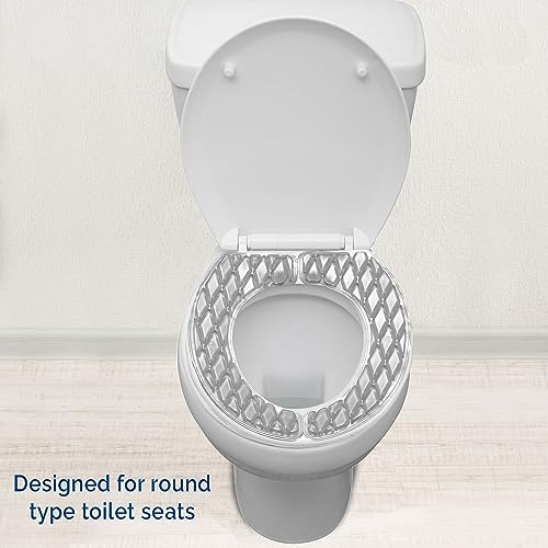 Morvat Washable Gel Toilet Seat Cover, Padded Riser Cushion for Toilets & Commode Chair, Maximum Pain Relief Comfort & Support, Adhesive Raised Donut Pad for Elderly & Handicapped, White, Round