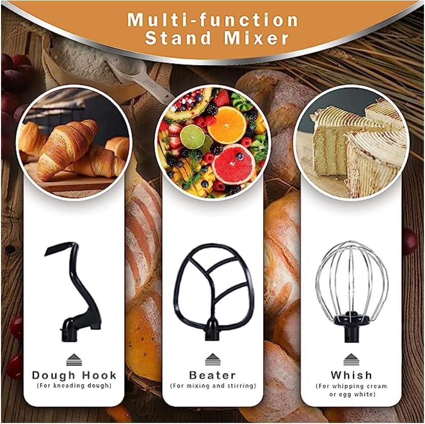Electric Stand Mixer, 9.5 QT LCD Display Electric Food Mixer, Portable Tilt-Head Kitchen Mixer with Flat Beater, Dough Hook, Whisk for Baking