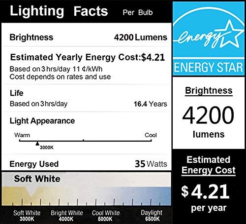 DragonLight 35W Corn LED Light Bulb Fanless (300 Watt Equivalent) E26/E39 Large Mogul Base LED Lamp 3000K Warm White 4,200LM