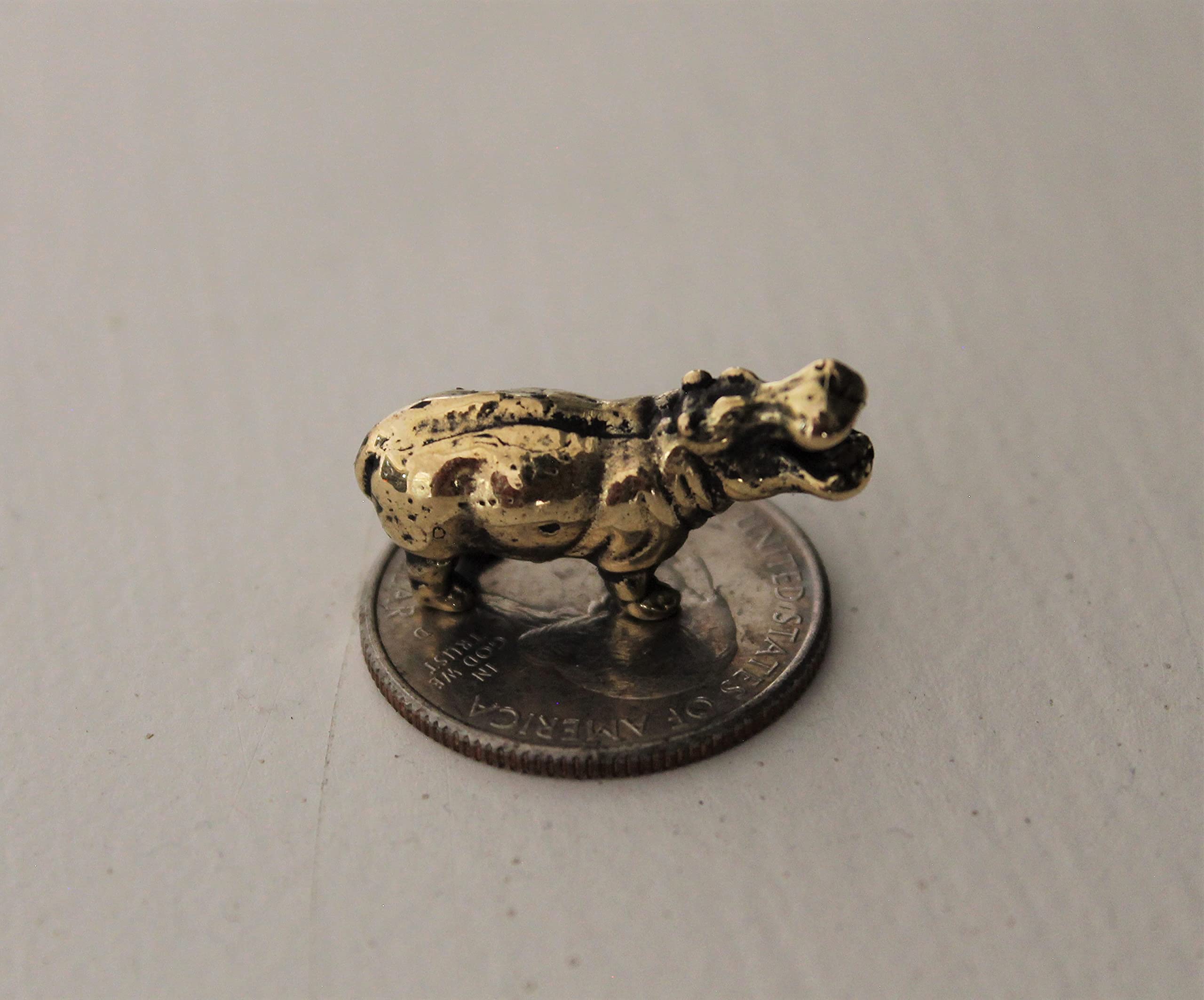 Hippopotamus Brass Collectible Hippo Figurine Handmade Art Miniature