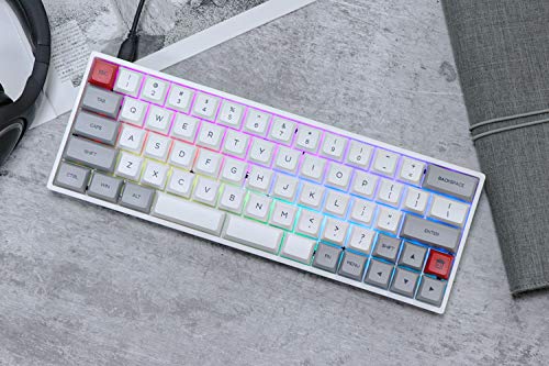 EPOMAKER SK66S 60% Keys Bluetooth 5.1 Wireless Wired Dual Mode Gateron Optical Mechanical Gaming Keyboard with RGB Backlight and PBT Heat Sublimation Keycaps (Gateron Optical Blue, Grey White)