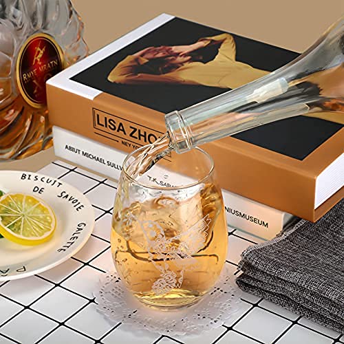 Geiserailie Hummingbird Stemless Wine Glass Hand Stemless Glass Christmas Branch Coffee Tea Cup Exquisite Presents for Women Friends Men, 15.2 oz