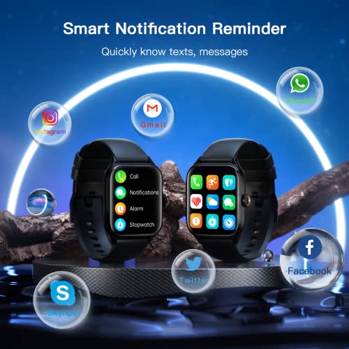 Smart Watch (Receive & Dial), 2023 Newest 1.85" TFT HD Touch Screen, Smart Watch for Women Men with Fitness Tracker, Smart Watch for Android iPhone with Text, Pedometer, Heart Rate (Classic Black)