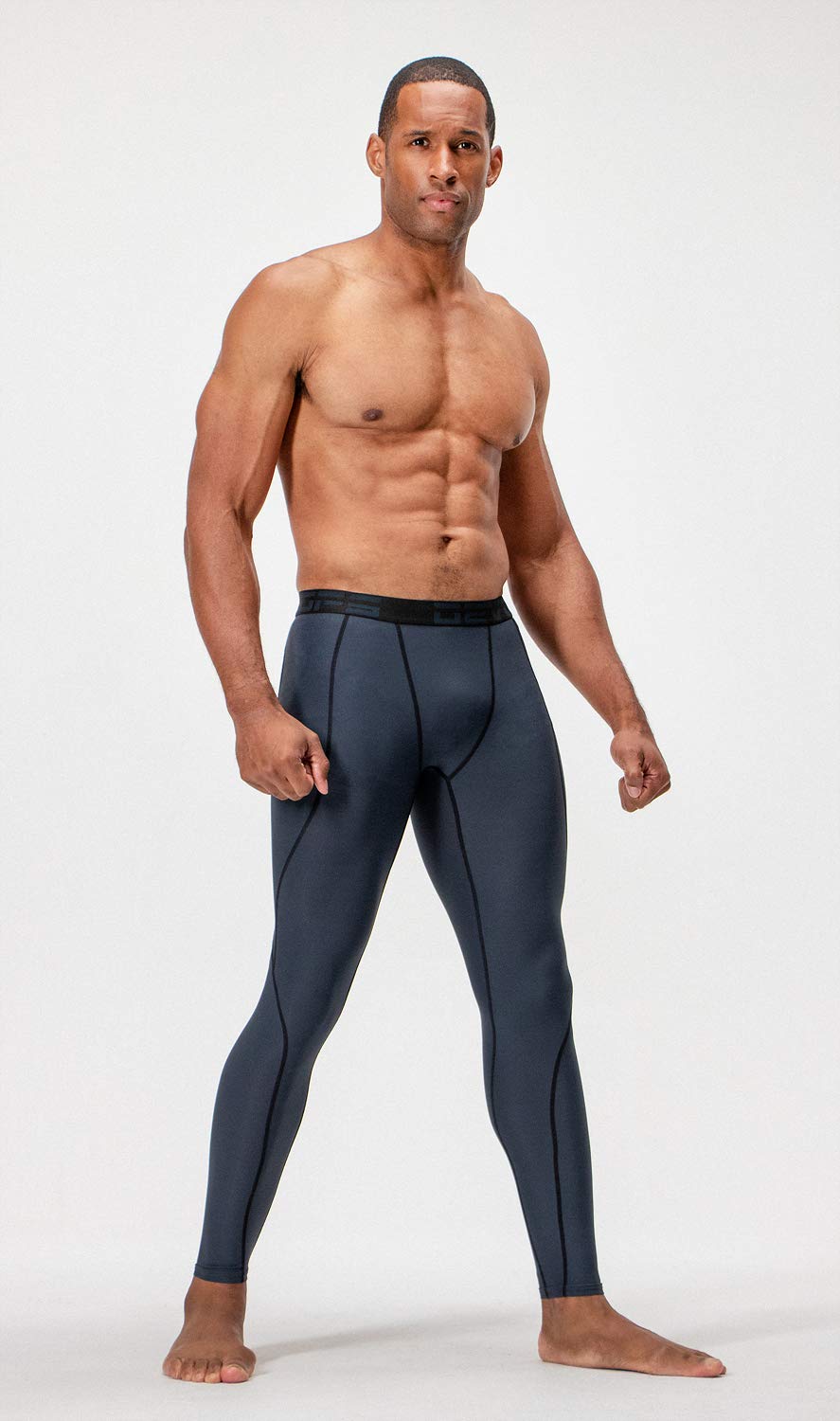 DEVOPS 2 Pack Men's Compression Pants Athletic Leggings with Pocket (Small, Black/Charcoal)