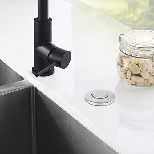 HK Garbage Disposal Air Switch Kit with Power Cord Kit, Sink Top Waste Disposer Stainless Steel On/Off Push 2.5" Button, Aluminum Alloy Power Module, Food Waste Disposals Replacement Parts
