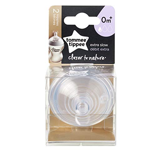 Tommee Tippee Closer to Nature Extra Slow Flow Baby Bottle Nipples, 0m+ β 2pk