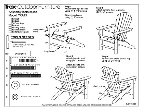 Trex Outdoor Furniture by Polywood TXA53CW Cape Cod Folding Adirondack Chair, Classic White