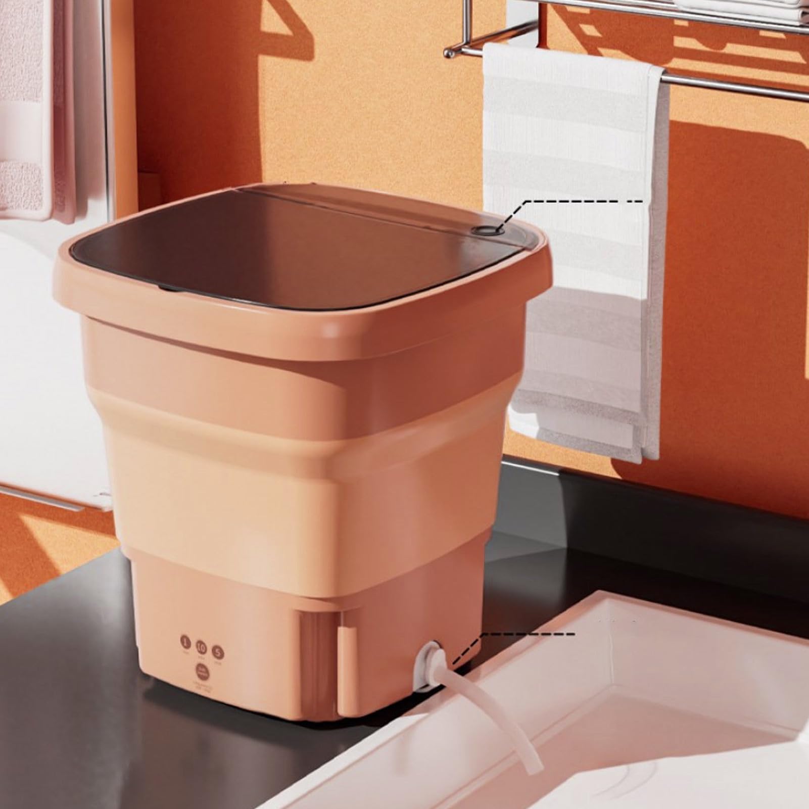 Portable Washing Machine, 15L Foldable Mini Washing Machine & Dryer Combo, Mini Washer for Socks, Baby Clothes, Towels, Underwear, Small Items, Apartment, Dorm, (US Plug 110V)
