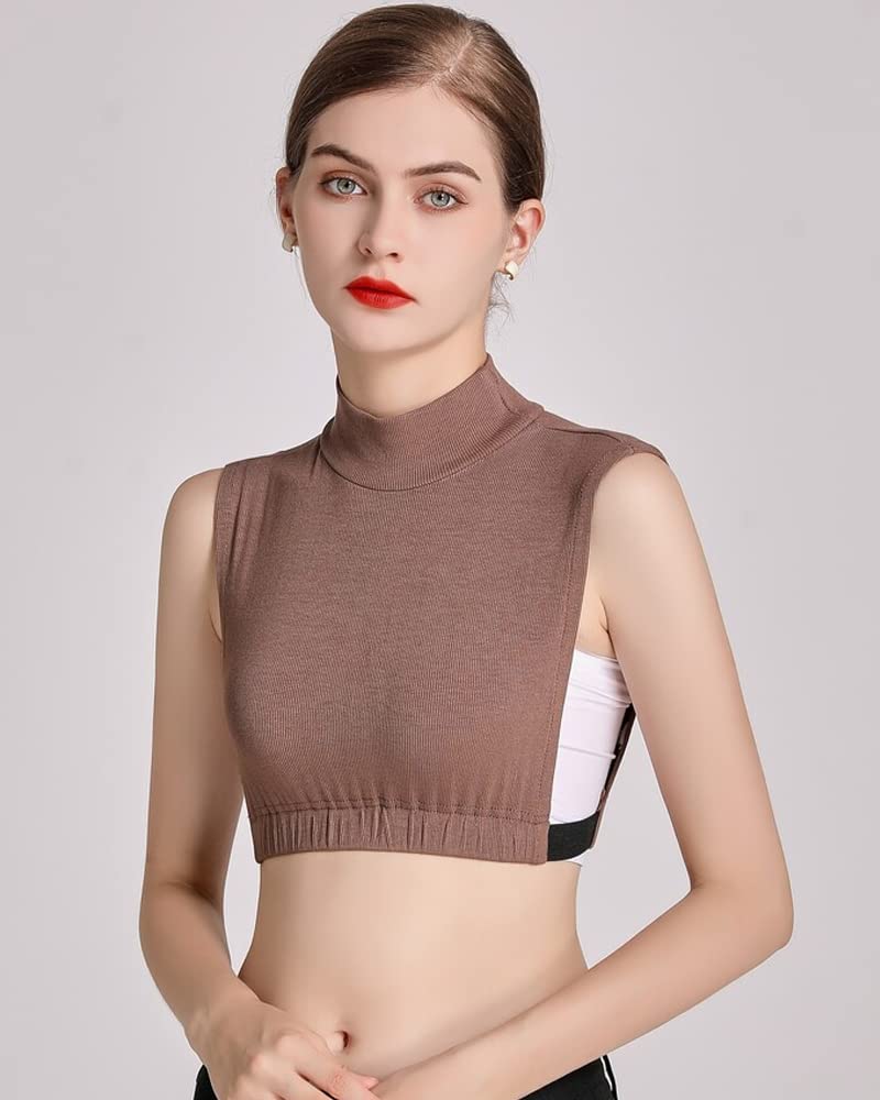Elegtiskas Mock Turtleneck Dickey Collar Hoodie High Neck Detachable Collar
